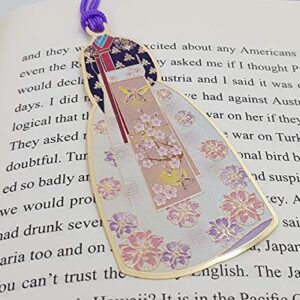 Korean Traditional Miniature Cool Bookmarks Souvenirs Gifts for Student Kids Adults Wife Friends - Coolest Metal Unique Color Designs Bookmark Pack (Woman's Hanbok 3 Pack)