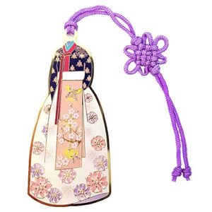 Korean Traditional Miniature Cool Bookmarks Souvenirs Gifts for Student Kids Adults Wife Friends - Coolest Metal Unique Color Designs Bookmark Pack (Woman's Hanbok 3 Pack)