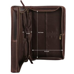 Leather Bible Cover Book Cover Planner Cover with Handle and Back Pocket Size 10.8x6.8x2 inches (Buffalo Leather)