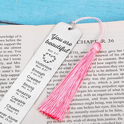 Inspirational Christian Bookmarks for Women Book Lovers Gifts for Christmas Stocking Stuffers Birthday Bible Verse Bookmark for Girls Daughter Bookish Friend Sister Baptism Religious Church Bulk Gifts