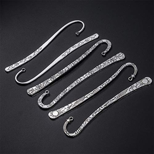 12pcs Mixed Antique Tibetan Silver Carved Hook Bookmarks Metal Book Markers