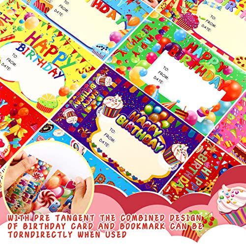 72 Pcs Happy Birthday Certificates for Kids Classroom Happy Birthday Bookmark Happy Birthday Cupcakes Cartoon Animal Bookmark Awards for Students Mini Reward Card, 12 Styles (Dessert)