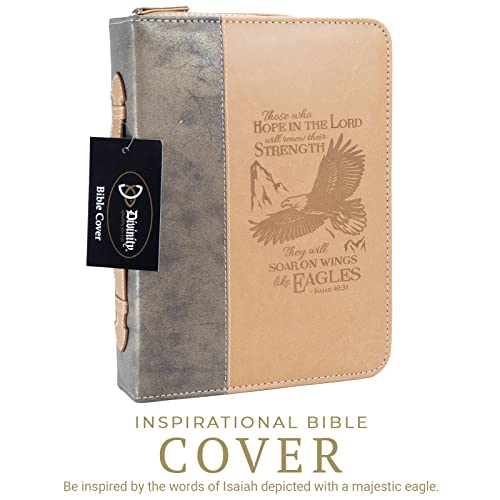 Divinity Boutique Bible Case for Men and Boys - Extra-Large Faux Leather Bible Cover for Church, Study, Travel - Fits Books up to 10” x 7.5” x 1.5”