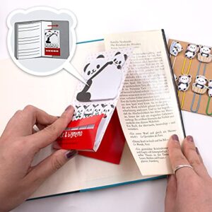 pandaonly 30Pcs Panda Paperclip Bookmarks, 3 Set Cute Panda Bookmark Clips with 1 Sheet Panda Sticky Notes-Funny Paperclips Bookmarks Planner Clips for Office Supplies Coworkers Teachers' Day Gifts