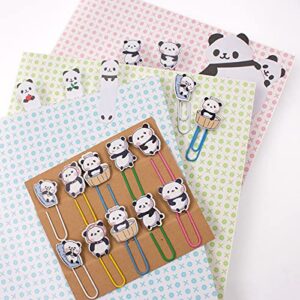 pandaonly 30Pcs Panda Paperclip Bookmarks, 3 Set Cute Panda Bookmark Clips with 1 Sheet Panda Sticky Notes-Funny Paperclips Bookmarks Planner Clips for Office Supplies Coworkers Teachers' Day Gifts