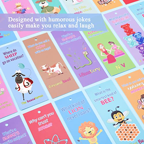 Kids Bookmark Silly Jokes Bookmarks Funny Animals Bookmarks Cartoon Hilarious Learning Bookmarks with Hanging Ropes for Teachers Students Classroom Rewards Supplies