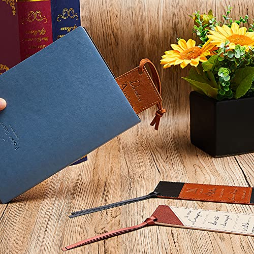 3 Pieces Christian Bookmarks for Women Men, Religious Bookmarks Father's Day Presents, Bible Cover Faux Leather Bookmakers with Inspirational Verse, Personalized Journal Markers (Simple Style)