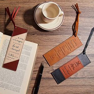 3 Pieces Christian Bookmarks for Women Men, Religious Bookmarks Father's Day Presents, Bible Cover Faux Leather Bookmakers with Inspirational Verse, Personalized Journal Markers (Simple Style)