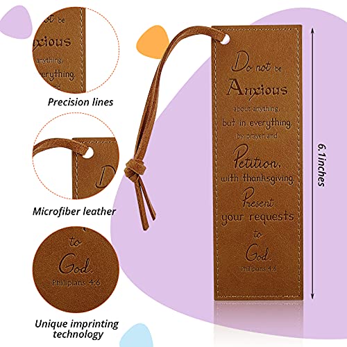 3 Pieces Christian Bookmarks for Women Men, Religious Bookmarks Father's Day Presents, Bible Cover Faux Leather Bookmakers with Inspirational Verse, Personalized Journal Markers (Simple Style)