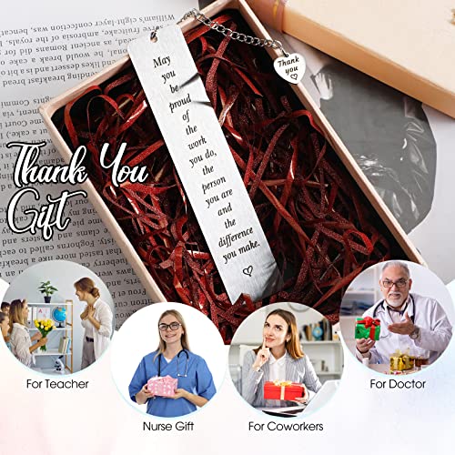 8 Pieces Thank You Gifts Make a Difference Bookmark Appreciation Gifts for Coworker Nurse Teacher Farewell Going Away Gifts for Co Worker Stainless Steel Book Page Marker with Pendants