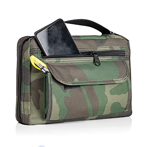 Embassy Bible Cover With Extra Zippered Compartments, To Protect The Good Book, Camouflage