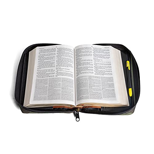 Embassy Bible Cover With Extra Zippered Compartments, To Protect The Good Book, Camouflage