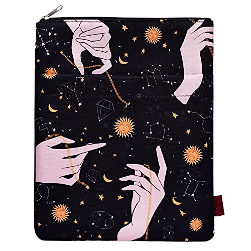 Book Sleeve Sun Constellations, Book Covers for Paperbacks, Washable Fabric, Book Sleeves with Zipper, Medium 11 Inch X 8.7 Inch Book Lover Gifts