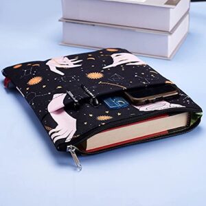 Book Sleeve Sun Constellations, Book Covers for Paperbacks, Washable Fabric, Book Sleeves with Zipper, Medium 11 Inch X 8.7 Inch Book Lover Gifts