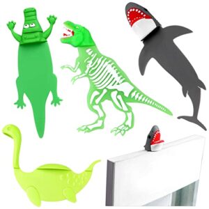 tboxbo 4 pack luminous dinosaur bookmark 3d cartoon animal bookmark giant shark bookmark funny animals reading bookmark cool 3d bookmarks for kids boys girls men women school supplies