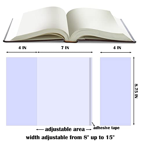 8 1/2 x 15 Clear Book Covers for Books 8 1/2" Tall and Up to 15" Wide, Protect Books Against Water and Dust, Wear and Tear, Archival Safe - 50 Pcs