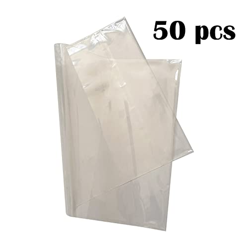 8 1/2 x 15 Clear Book Covers for Books 8 1/2" Tall and Up to 15" Wide, Protect Books Against Water and Dust, Wear and Tear, Archival Safe - 50 Pcs