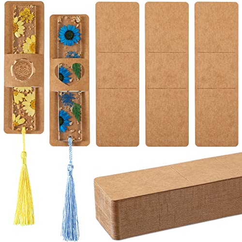 200 Pcs Bookmark Sleeves Resin Bookmark Holder Bookmark Party Favor Kraft Bookmark Covers DIY Bookmarks Blank Display Cards for Bookmark Wrapping Gift Decoration Party Favor, 5.9 x 1.8 inches