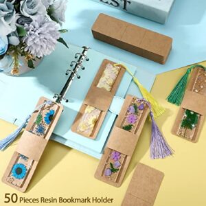 200 Pcs Bookmark Sleeves Resin Bookmark Holder Bookmark Party Favor Kraft Bookmark Covers DIY Bookmarks Blank Display Cards for Bookmark Wrapping Gift Decoration Party Favor, 5.9 x 1.8 inches