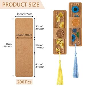 200 Pcs Bookmark Sleeves Resin Bookmark Holder Bookmark Party Favor Kraft Bookmark Covers DIY Bookmarks Blank Display Cards for Bookmark Wrapping Gift Decoration Party Favor, 5.9 x 1.8 inches