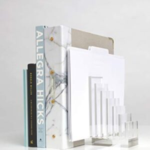 russell+hazel Acrylic Collator and Bookend, Clear, 5” x 8” x 2.5”