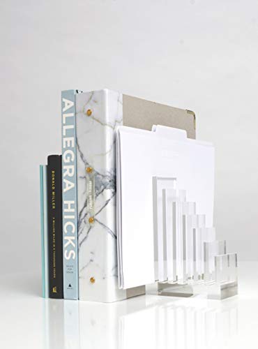 russell+hazel Acrylic Collator and Bookend, Clear, 5” x 8” x 2.5”