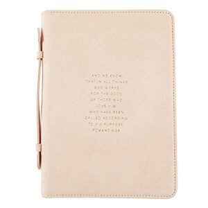 creative brands faithworks-simply faith collection suede bible cover, 7 x 10-inch, peach-romans 8:28