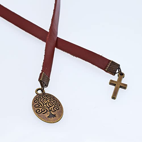 BLBMH Genuine Leather Bookmark Bible Ribbon Book Mark Tree of Life Cross Christian Gifts for Women Men Book Lovers -LB1