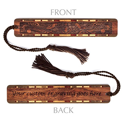 Personalized Elegant Design, Engraved Wooden Bookmark - Made in USA - Also Available Without Personalization