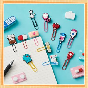 24 Pcs Cute Cartoon Bookmarks Bulk Paper Clips Nurse Gift Cartoon Bookmarks Colorful Paperclip Bookmark Memo Clip for Nursing School Student Essentials Pagination Organize Office Stationery