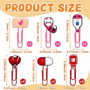 24 Pcs Cute Cartoon Bookmarks Bulk Paper Clips Nurse Gift Cartoon Bookmarks Colorful Paperclip Bookmark Memo Clip for Nursing School Student Essentials Pagination Organize Office Stationery