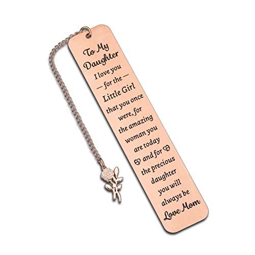 Daughter Gift from Mom Inspirational Bookmark Gifts for Teen Girl 16th 18th 21st Birthday Gift for Kid from Mom Stepmom to My Daughter I Love You Valentines Graduation Christmas Gifts