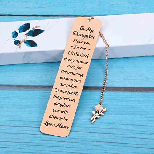 Daughter Gift from Mom Inspirational Bookmark Gifts for Teen Girl 16th 18th 21st Birthday Gift for Kid from Mom Stepmom to My Daughter I Love You Valentines Graduation Christmas Gifts