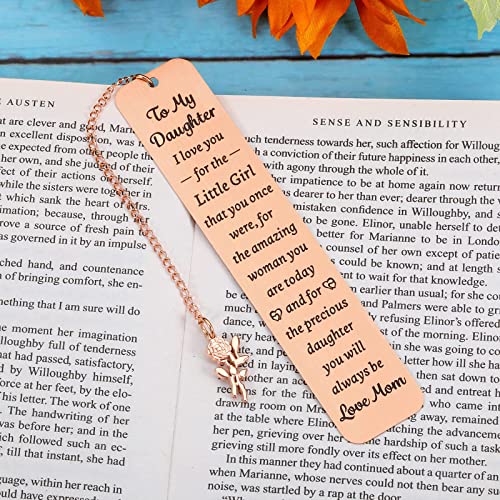 Daughter Gift from Mom Inspirational Bookmark Gifts for Teen Girl 16th 18th 21st Birthday Gift for Kid from Mom Stepmom to My Daughter I Love You Valentines Graduation Christmas Gifts