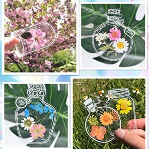 Transparent Dried Flower Bookmarks, Flower Bookmark Maker, Clear Floral Bookmark, Handmade Natural Dried Flower Bookmark, Transparent Floral Page Marker Home School Book Club (30pcs Large+Small)