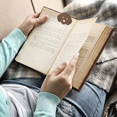 3 Pieces Faux Leather Dog Bookmarks PU Animal Puppy Bookmarks Handmade Personalized Reading Page Markers for Bookworms Book Lovers Writers Relatives Friends Men Women Teen Boys Girls, Brown