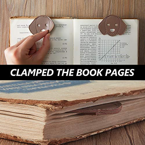 3 Pieces Faux Leather Dog Bookmarks PU Animal Puppy Bookmarks Handmade Personalized Reading Page Markers for Bookworms Book Lovers Writers Relatives Friends Men Women Teen Boys Girls, Brown