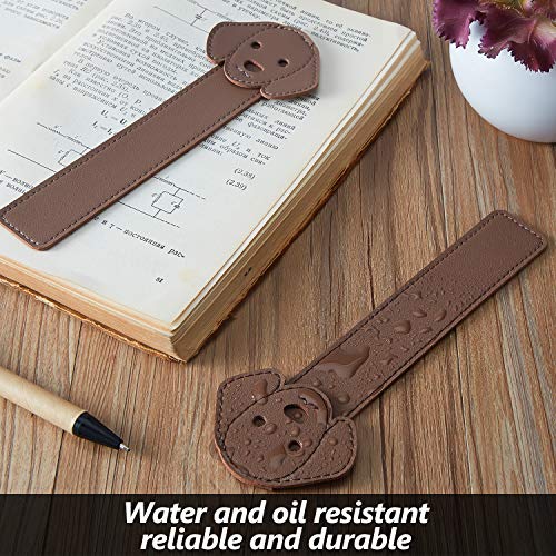 3 Pieces Faux Leather Dog Bookmarks PU Animal Puppy Bookmarks Handmade Personalized Reading Page Markers for Bookworms Book Lovers Writers Relatives Friends Men Women Teen Boys Girls, Brown