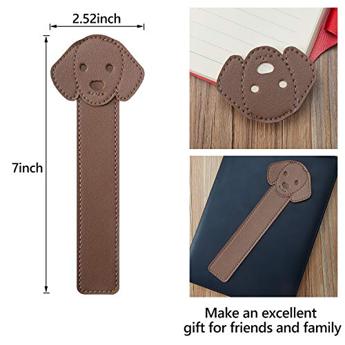 3 Pieces Faux Leather Dog Bookmarks PU Animal Puppy Bookmarks Handmade Personalized Reading Page Markers for Bookworms Book Lovers Writers Relatives Friends Men Women Teen Boys Girls, Brown