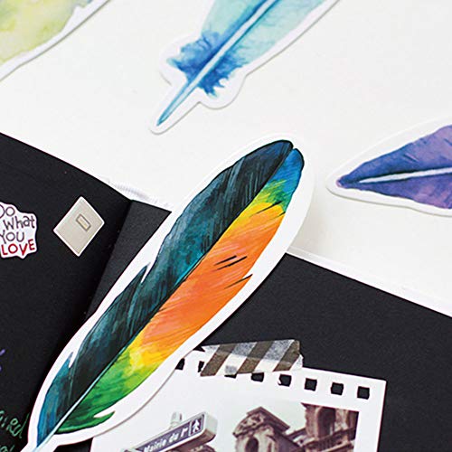 Koogel 60 Pcs Feather Bookmarks Colorful Feather Shape Paper Bookmarks for Reading