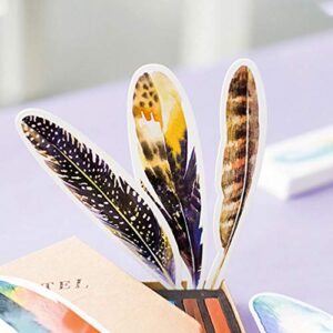 Koogel 60 Pcs Feather Bookmarks Colorful Feather Shape Paper Bookmarks for Reading