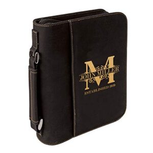 personalized royal monogram large leatherette book/bible cover with handle and zipper | custom book/bible cover | personalized laser engraved