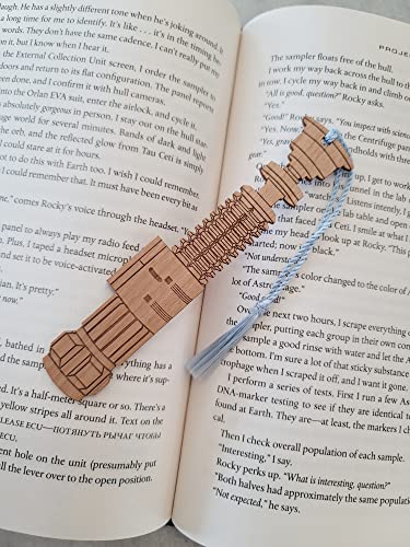 Juniper and Ivy Designs Star Wars OBI Wan Kenobi Original Trilogy Lightsaber Bookmark - Laser Engraved - Made in The USA - Wood Book Mark with Light Blue Tassel