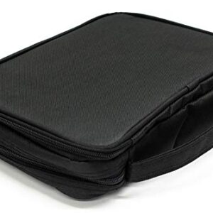 Black Reinforced Canvas Bible Cover Case with Handle and Stationary, X-Large