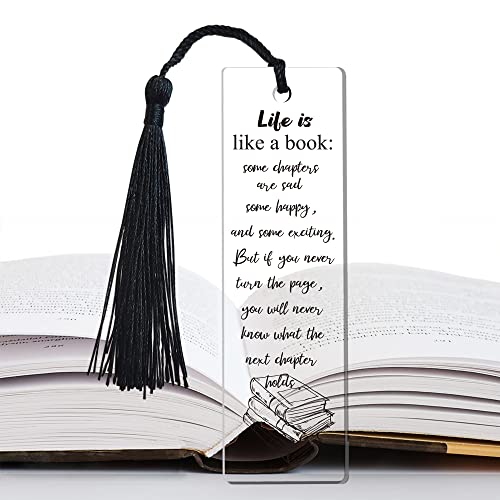 Inspirational Book Quote Bookmark Gifts for Women Acrylic Bookmark for Girls Daughter Book Lovers Sister Bookworm Birthday Christmas Stocking Stuffers for Female Friend Sister Gifts