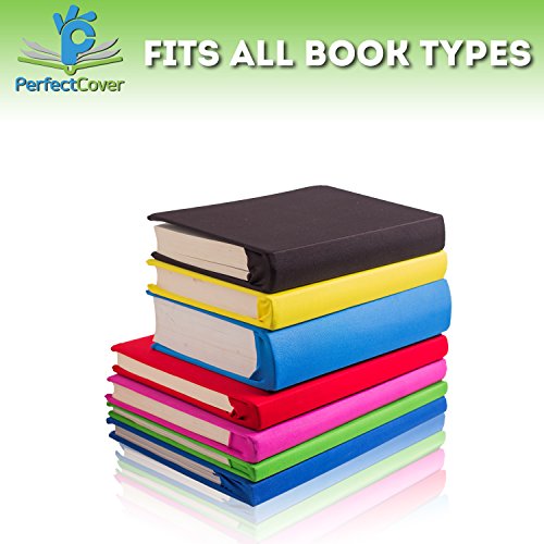 7 Pack Stretchable Book Covers - Multiple Colors Durable, Washable, Reusable and Protective Jackets for Hard Cover Schoolbooks and Textbooks - by PerfectCover (7-Pack, Colors)