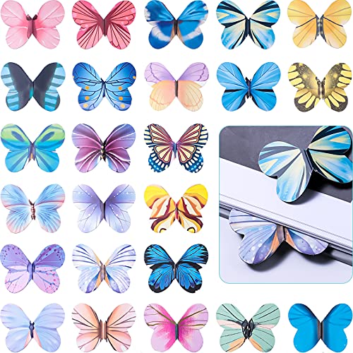 24 Pieces Magnetic Bookmarks Page Clip Magnet Butterfly Book Page Markers Magnetic Butterfly Bookmark Cute Book Marks for Kids, Students Reading, Office Stationery Supplies, Presents