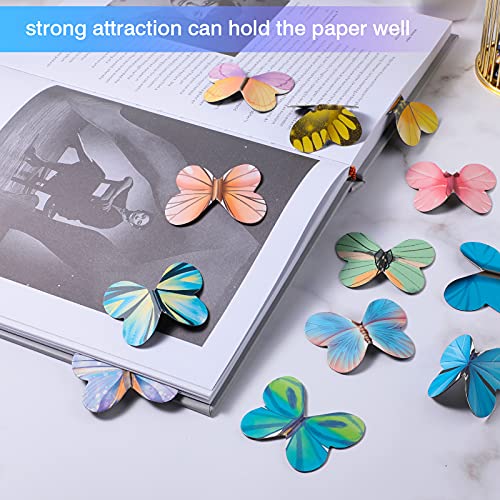 24 Pieces Magnetic Bookmarks Page Clip Magnet Butterfly Book Page Markers Magnetic Butterfly Bookmark Cute Book Marks for Kids, Students Reading, Office Stationery Supplies, Presents