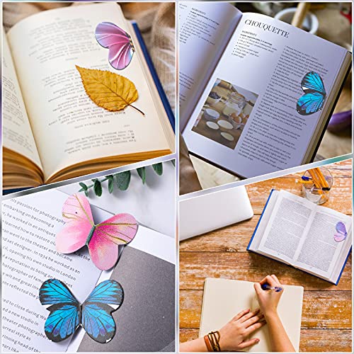 24 Pieces Magnetic Bookmarks Page Clip Magnet Butterfly Book Page Markers Magnetic Butterfly Bookmark Cute Book Marks for Kids, Students Reading, Office Stationery Supplies, Presents