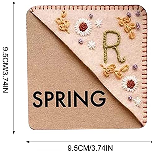 Personalized Hand Embroidered Corner Bookmark, Felt Triangle Page Stitched Corner Handmade Bookmark, Hand Stitched Flower Bookmarks for Book Lovers Letter M(Summer)